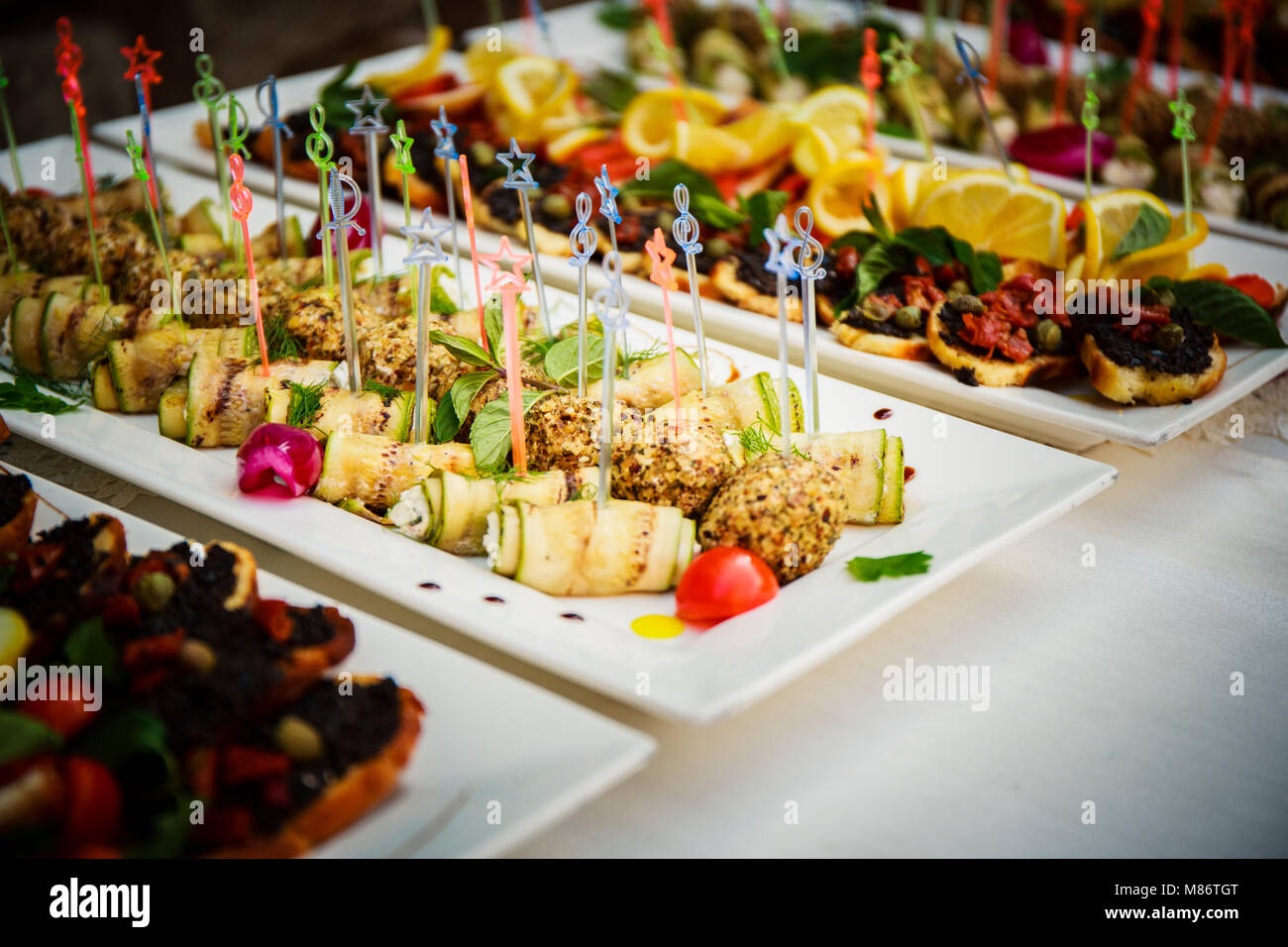 Canapes on a serving plates Stock Photo - Alamy