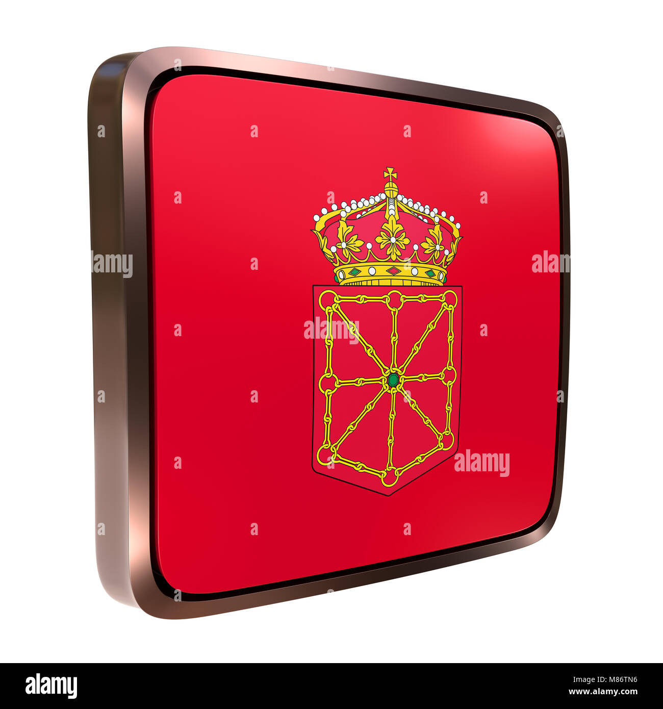 3d rendering of a Navarra Community flag icon. Isolated on white Stock ...