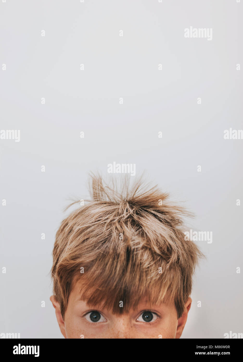 Portrait of a boy with freckles and tangled hair Stock Photo - Alamy