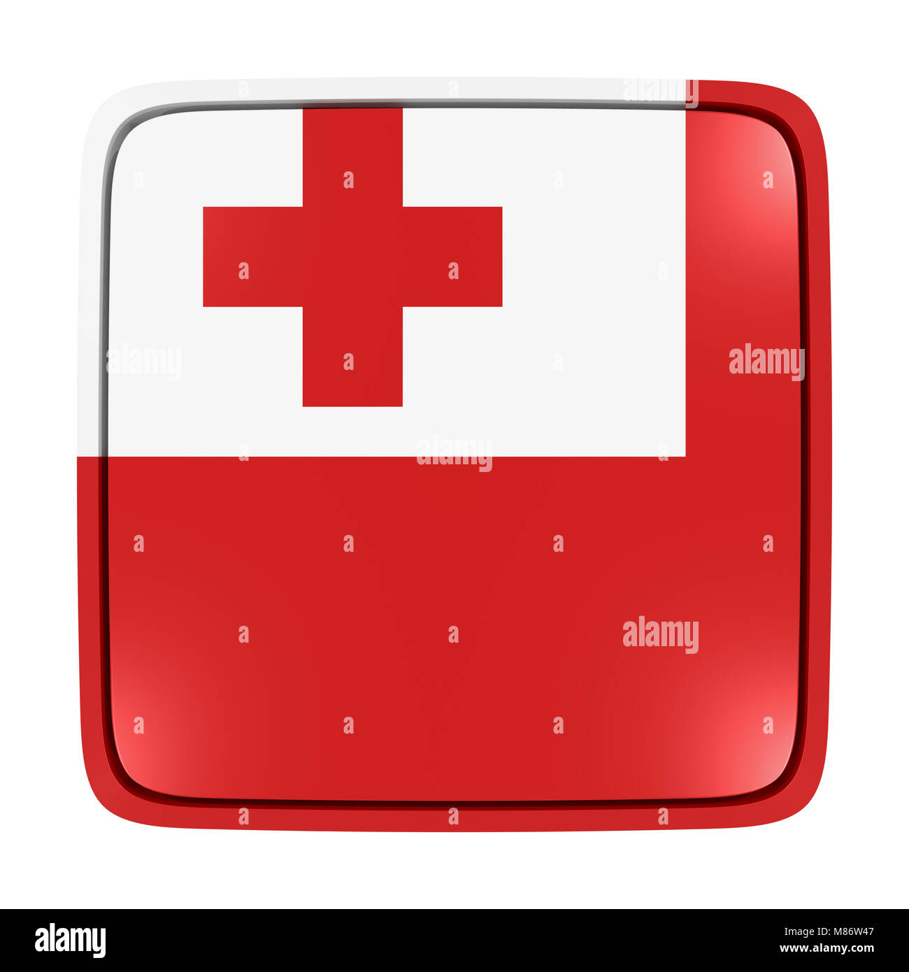3d rendering of a Tonga flag icon. Isolated on white background Stock ...