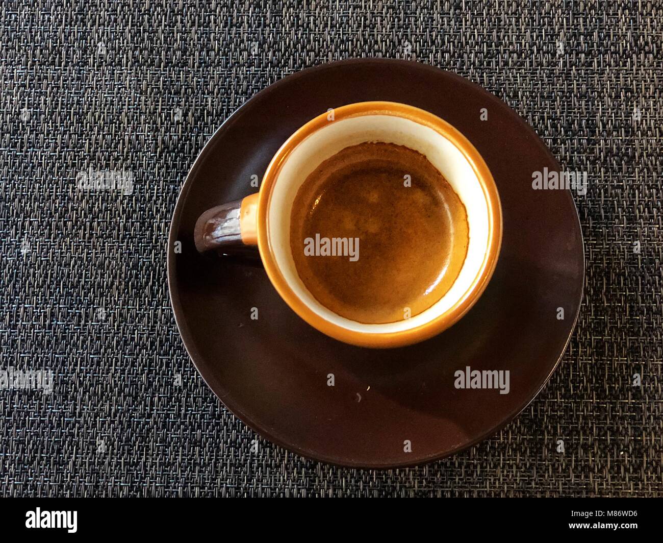 Overhead view of a cup of coffee Stock Photo - Alamy