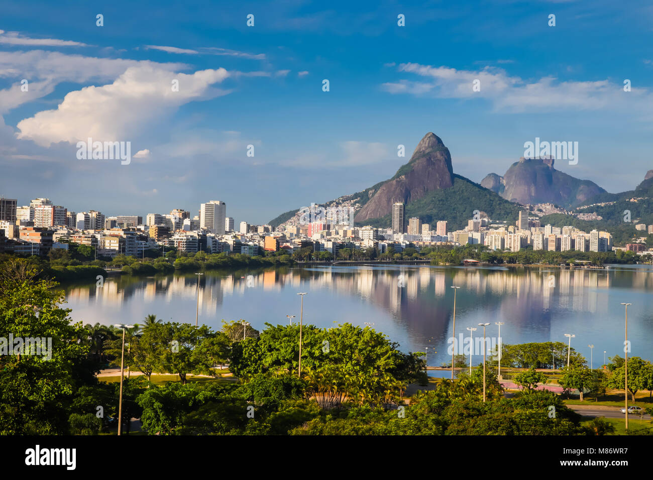 Rodrigo de Freitas Lagoon and Gavea Rock, Rio de Janeiro, Brazil Stock ...