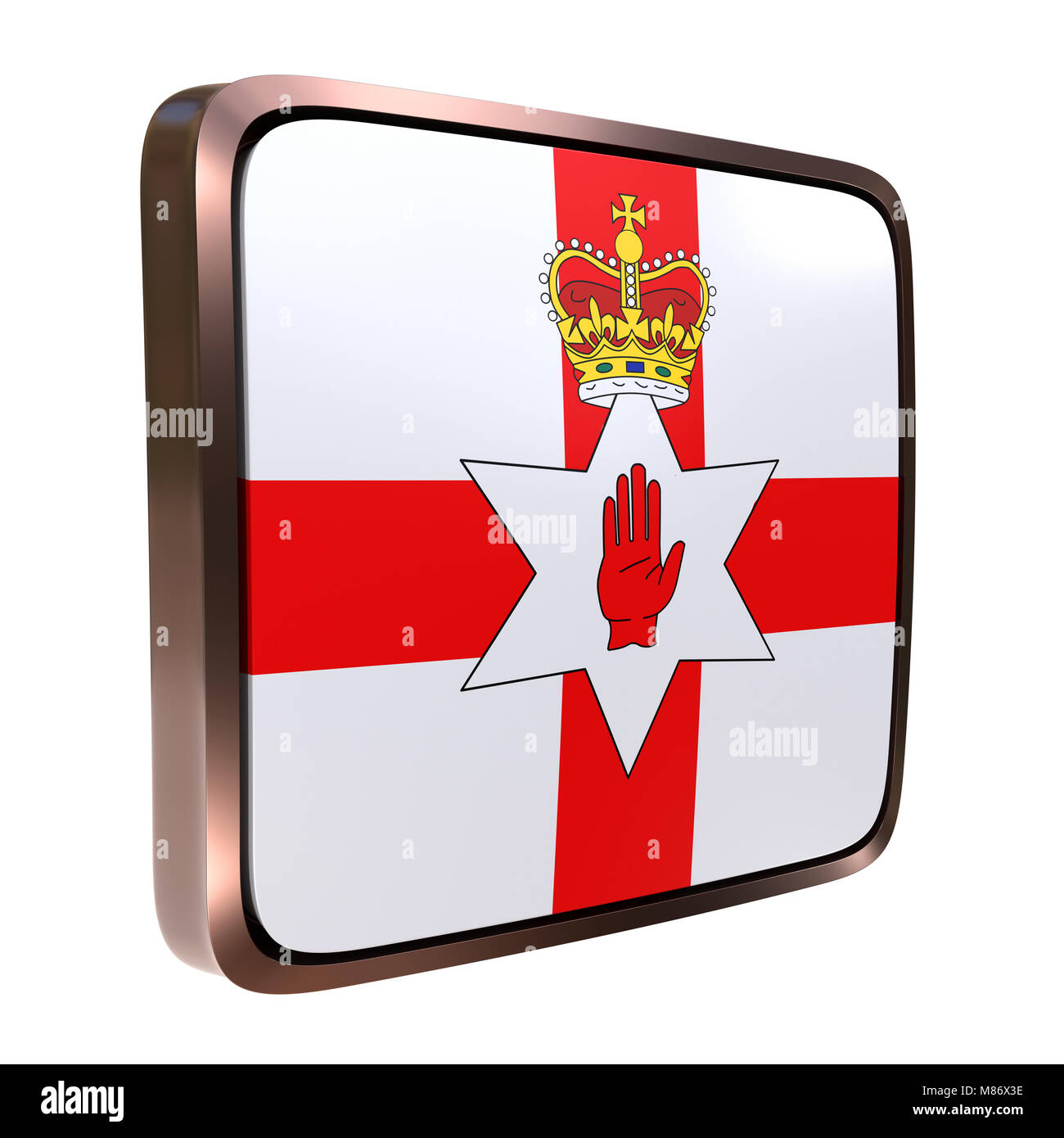 3d rendering of a Northern Ireland flag icon. Isolated on white Stock ...