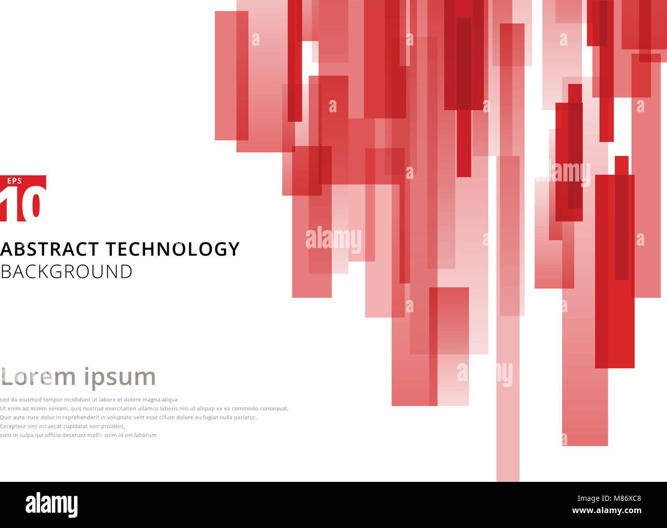 Abstract technology vertical overlapped geometric squares shape red ...