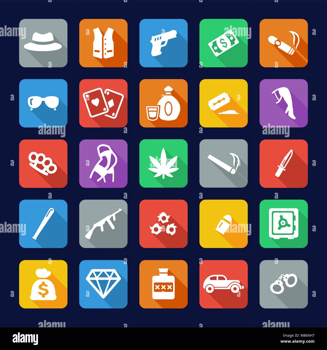 Gangster Icons Flat Design Stock Vector Image & Art - Alamy