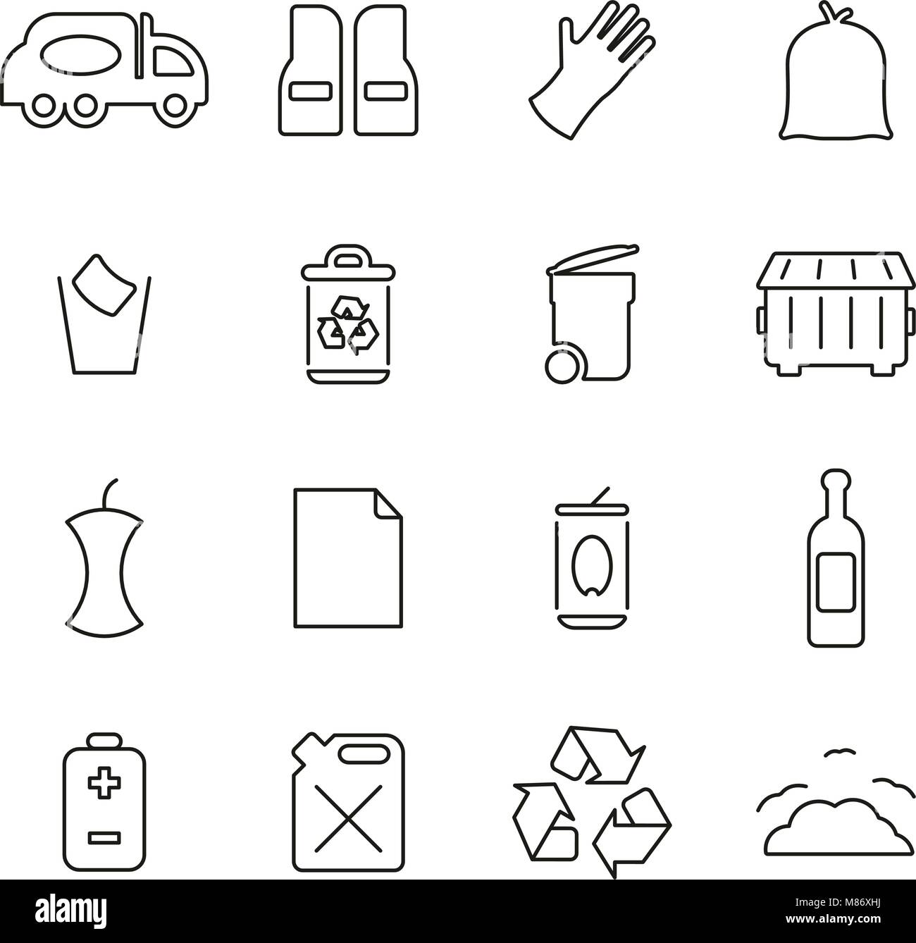 Garbage Man or Garbage Collecting Icons Thin Line Vector Illustration ...