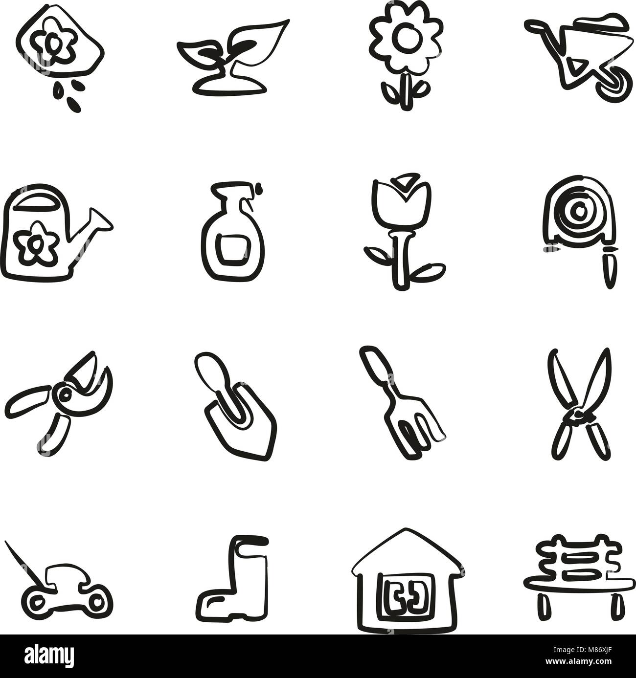 Gardening Icons Freehand Stock Vector Image & Art - Alamy