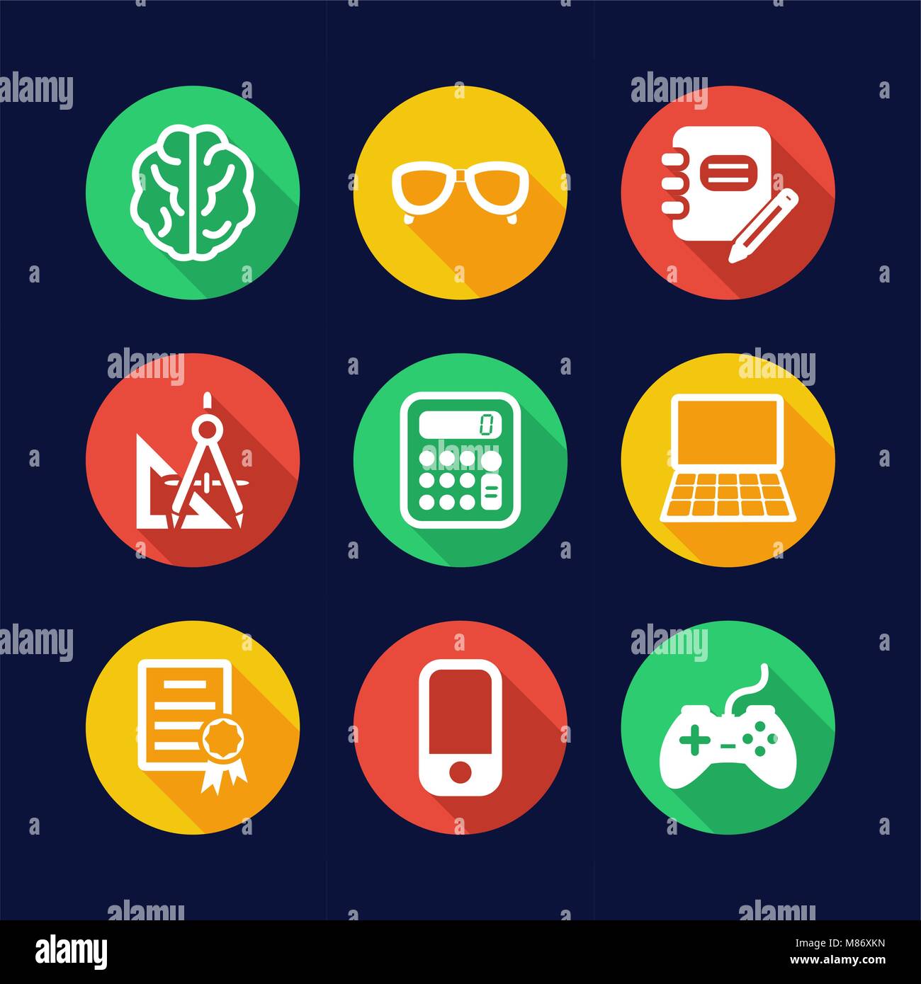 Geek Icons Flat Design Circle Stock Vector Image & Art - Alamy