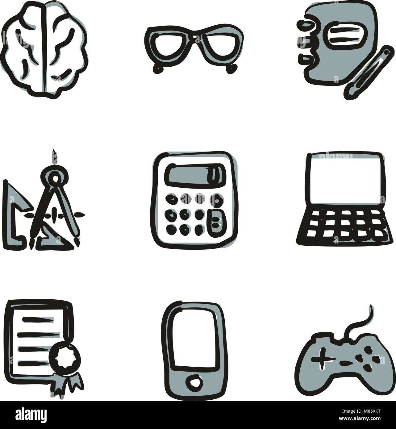 Geek Icons Freehand 2 Color Stock Vector Image & Art - Alamy
