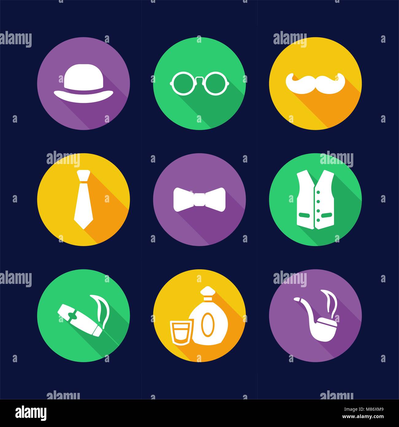 Gentleman Icons Flat Design Circle Stock Vector Image & Art - Alamy