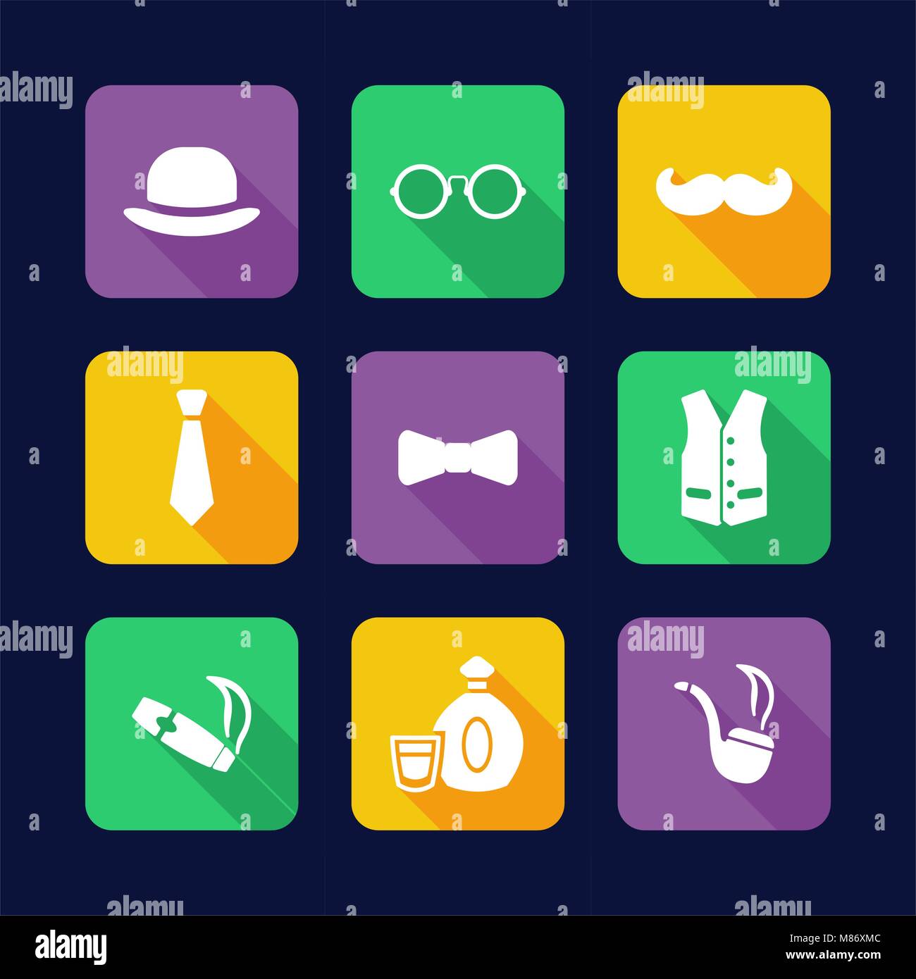 Gentleman Icons Flat Design Stock Vector Image & Art - Alamy