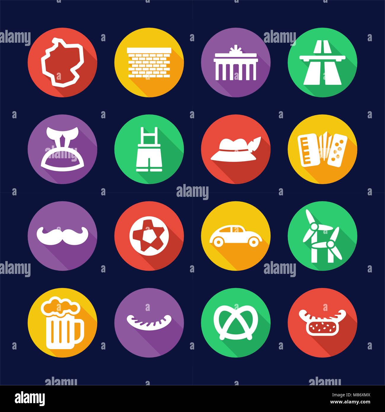 Germany Icons Flat Design Circle Stock Vector Image & Art - Alamy