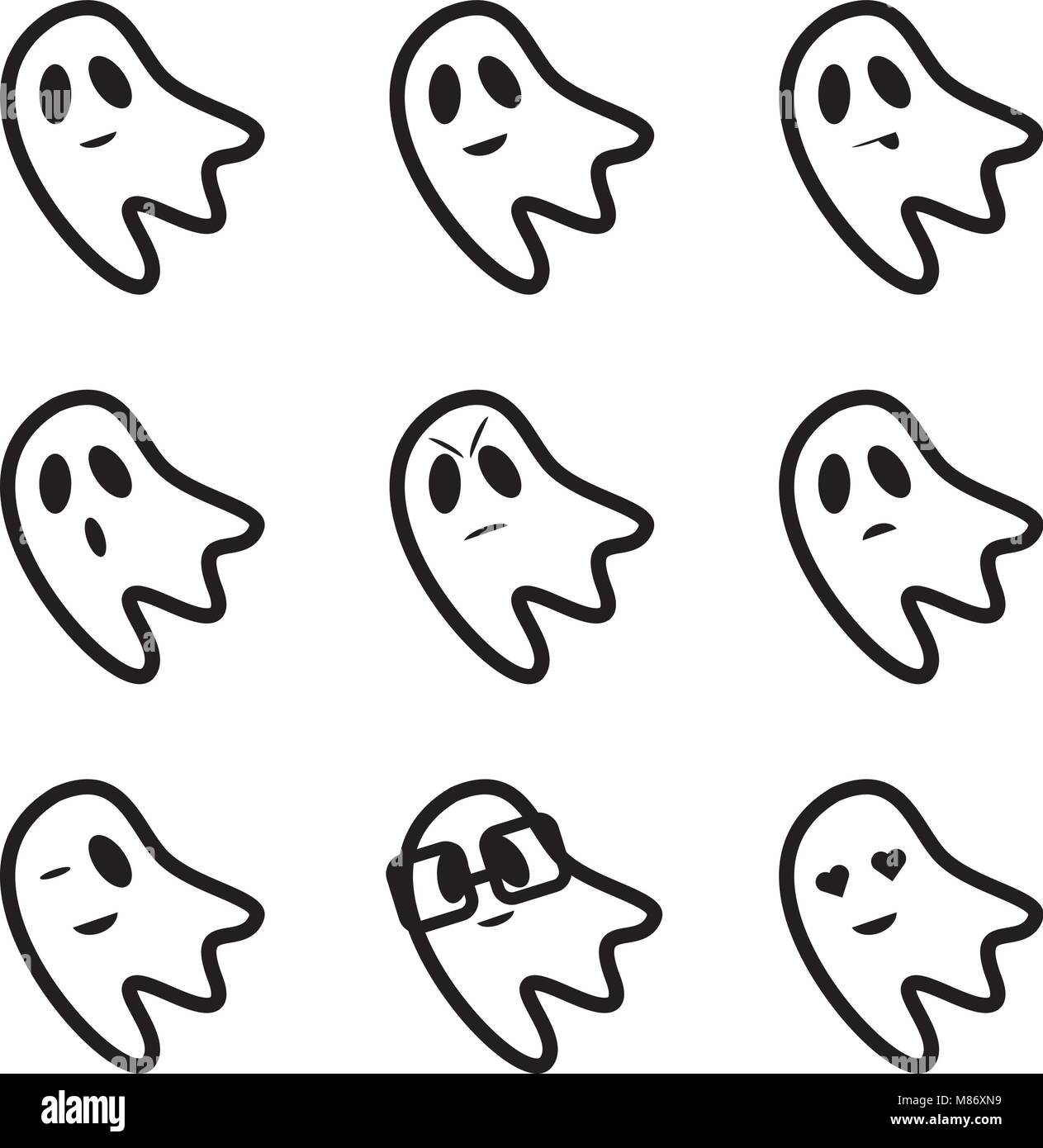 Ghost Face Expressions Icons Stock Vector Image & Art - Alamy