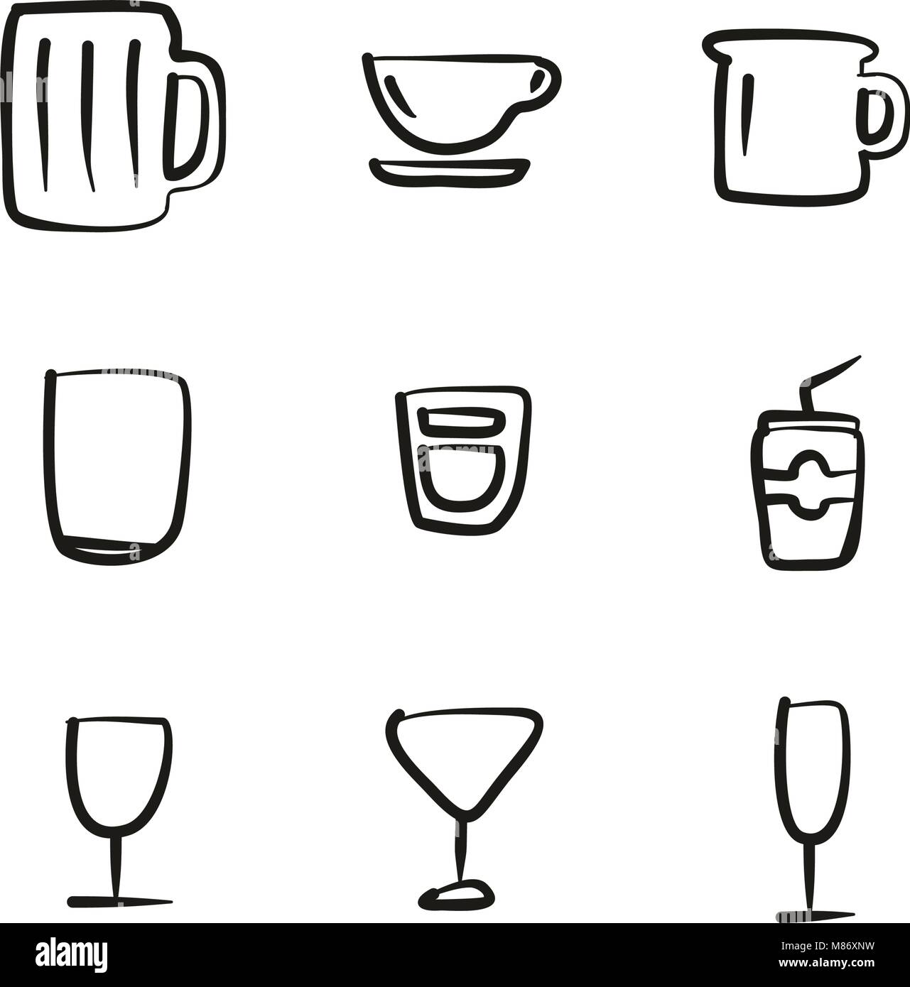 Glass Or Cup Icons Freehand Stock Vector Image & Art - Alamy