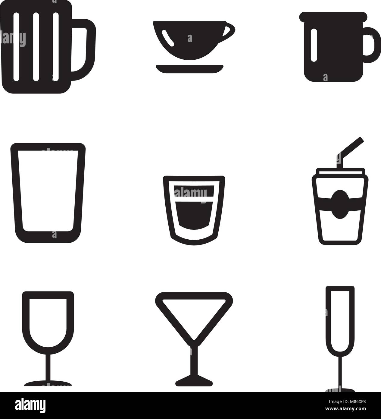 Glass Or Cup Icons Stock Vector Image & Art - Alamy