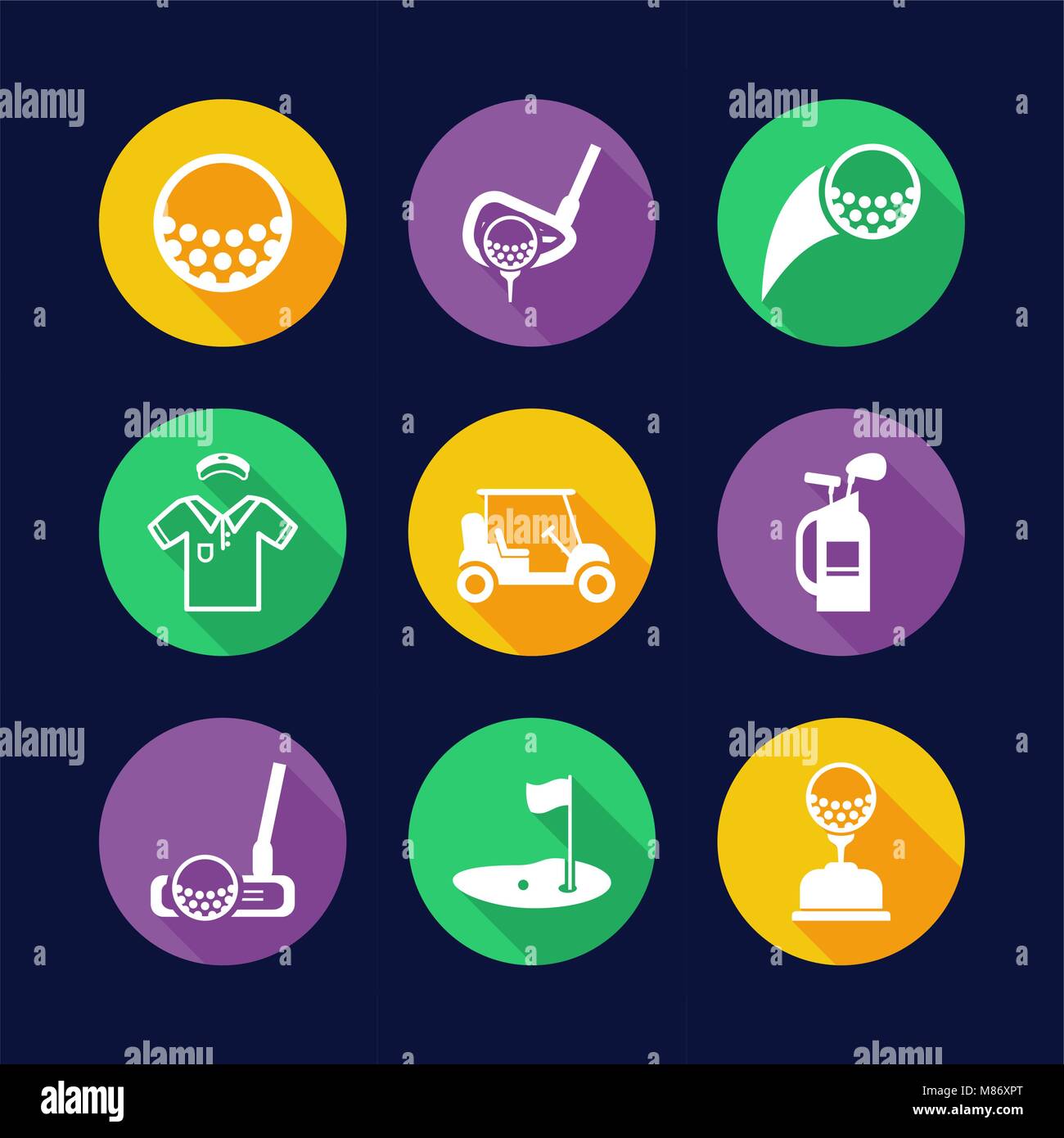 Golf Icons Flat Design Circle Stock Vector Image & Art - Alamy