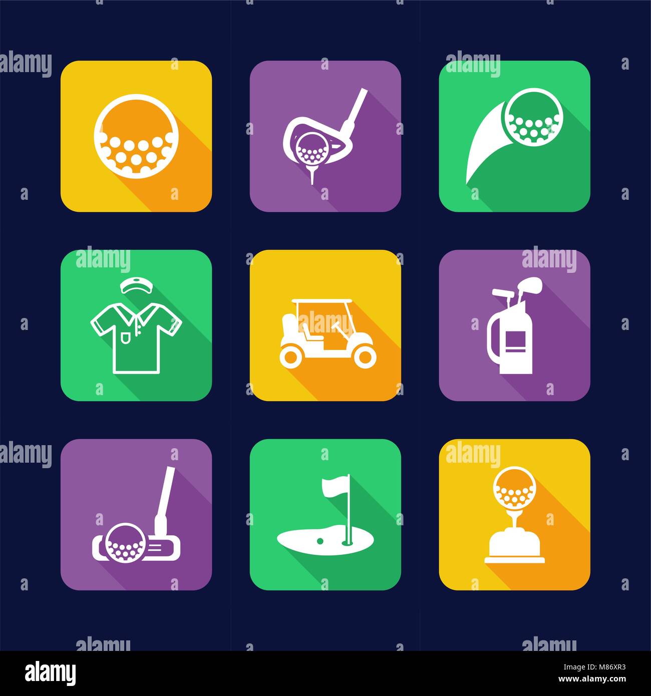 Golf Icons Flat Design Stock Vector Image & Art - Alamy