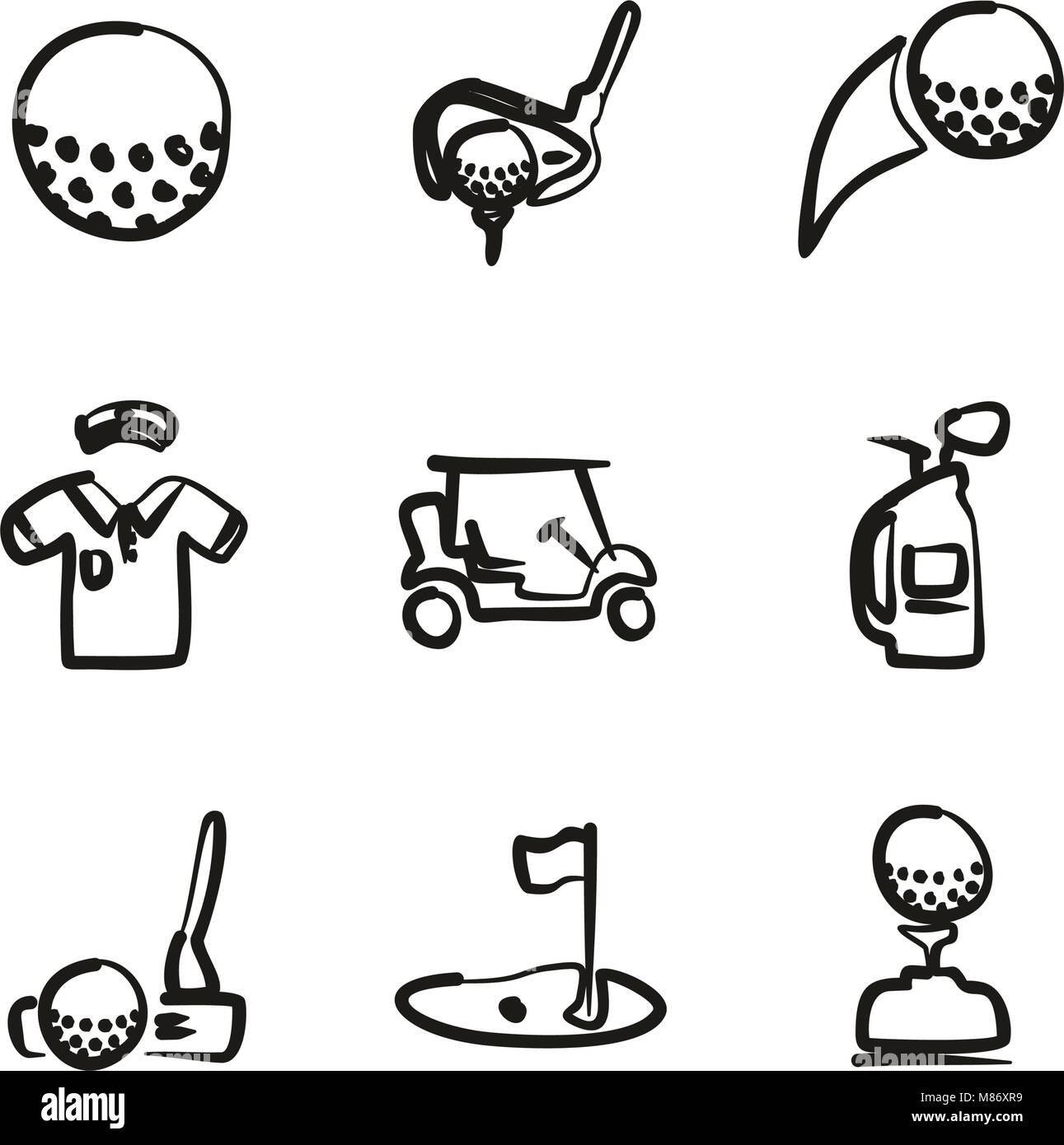 Golf Icons Freehand Stock Vector Image & Art - Alamy