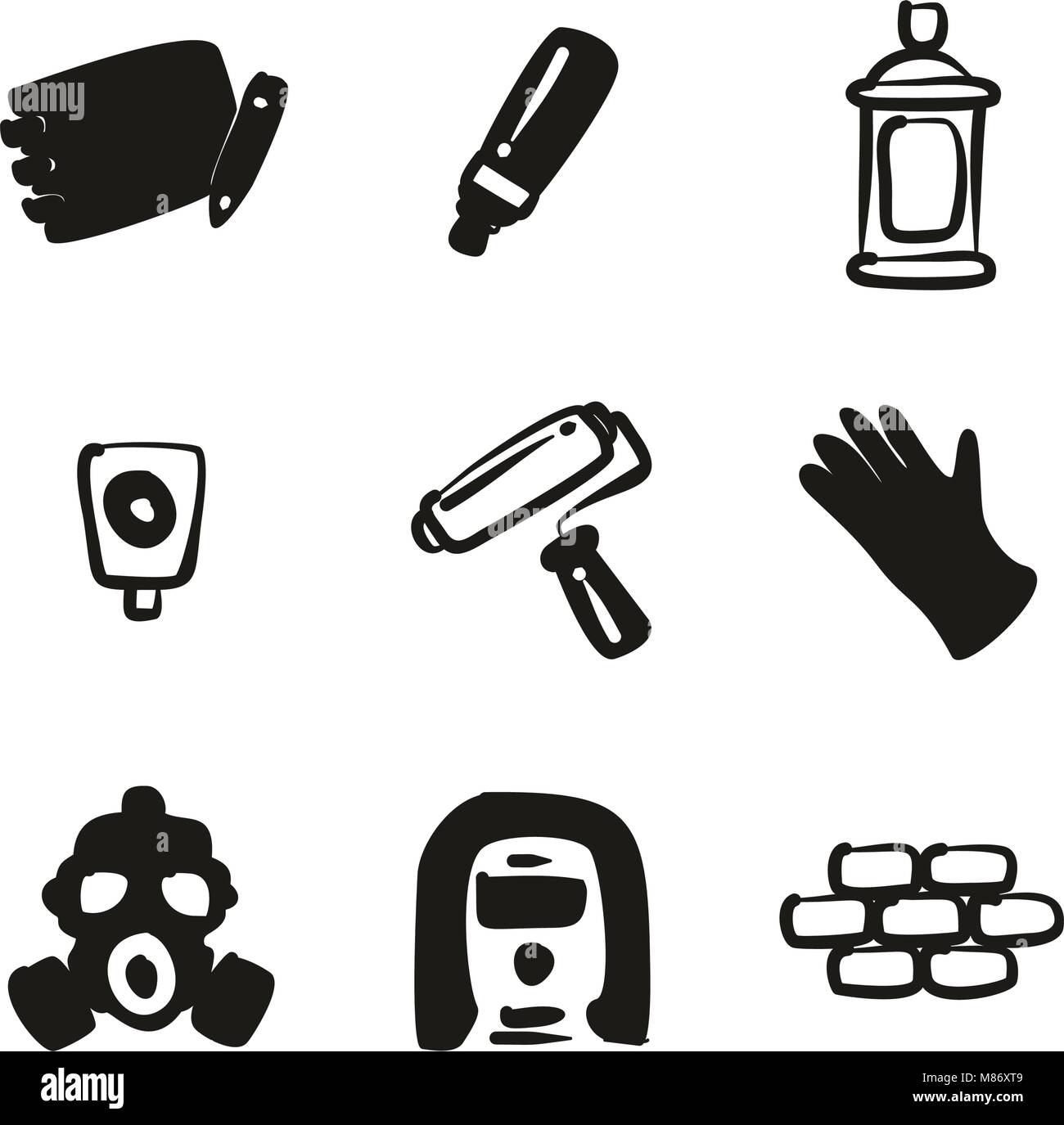 Graffiti Icons Freehand Fill Stock Vector Image & Art - Alamy