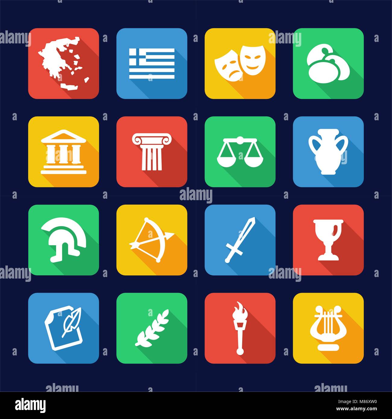Greece Icons Flat Design Stock Vector Image & Art - Alamy