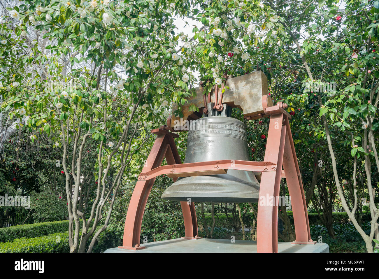 Historical France gift bronze bell at Sacramento State Capital Park ...