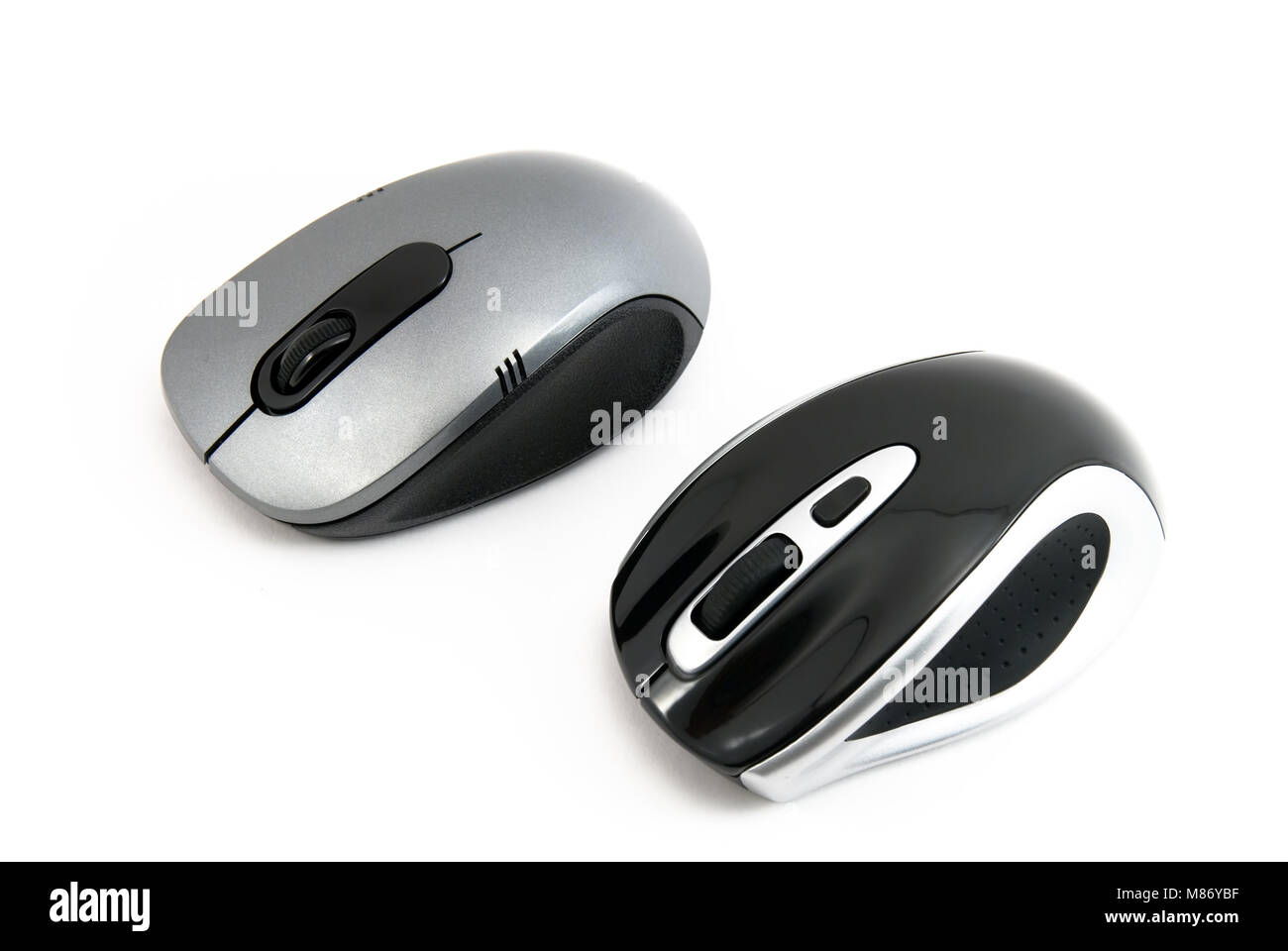 Two computer mouse of dark blue color on a white background Stock Photo ...