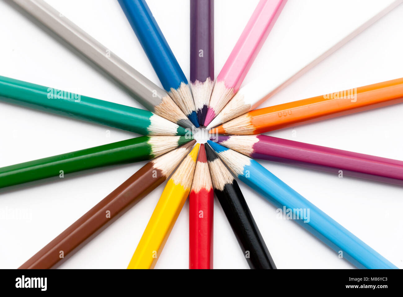Number of colored pencils Stock Photo - Alamy