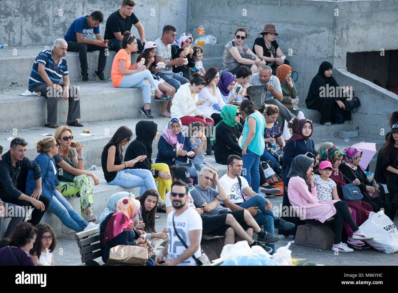 ISTANBUL TURKEY 05 July 2017 A crowd of people in rush hour on the pier ...