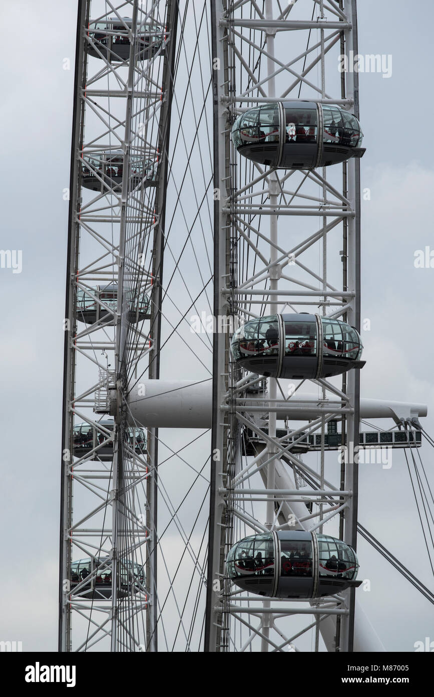 London Eye pods. March 2018 The London Eye is a giant Ferris wheel on ...