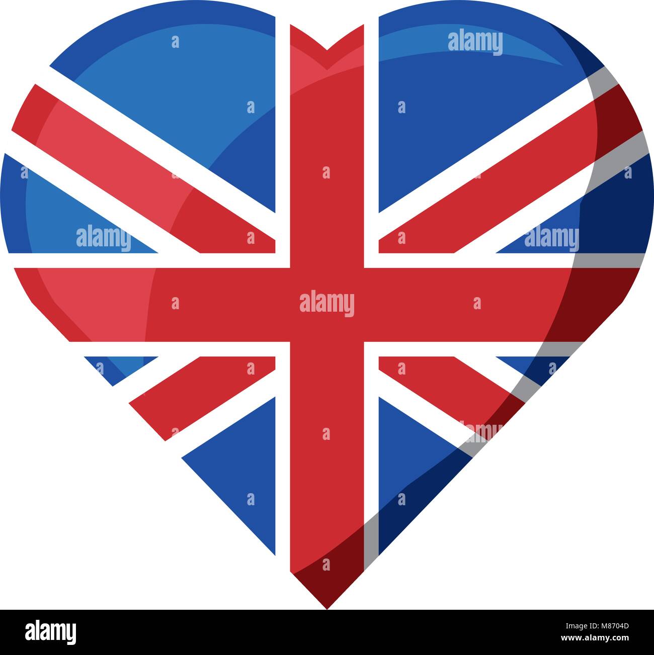 flag of united kingdom in heart shape over white background, colorful ...
