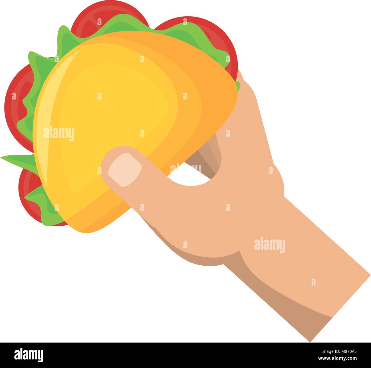 hand holding a taco icon over white background, colorful design. vector ...