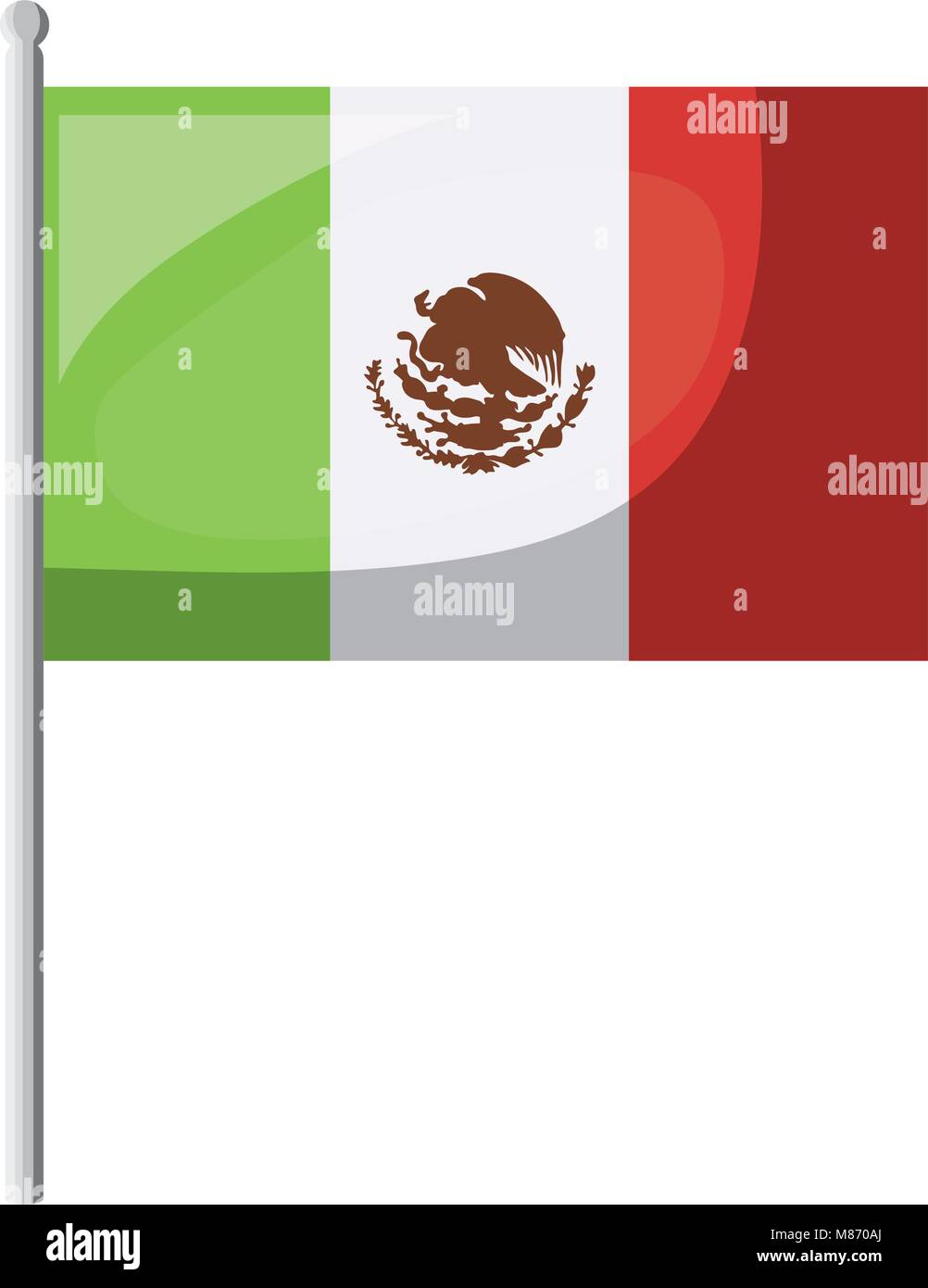 Mexican flag icon over white background, colorful design. vector ...