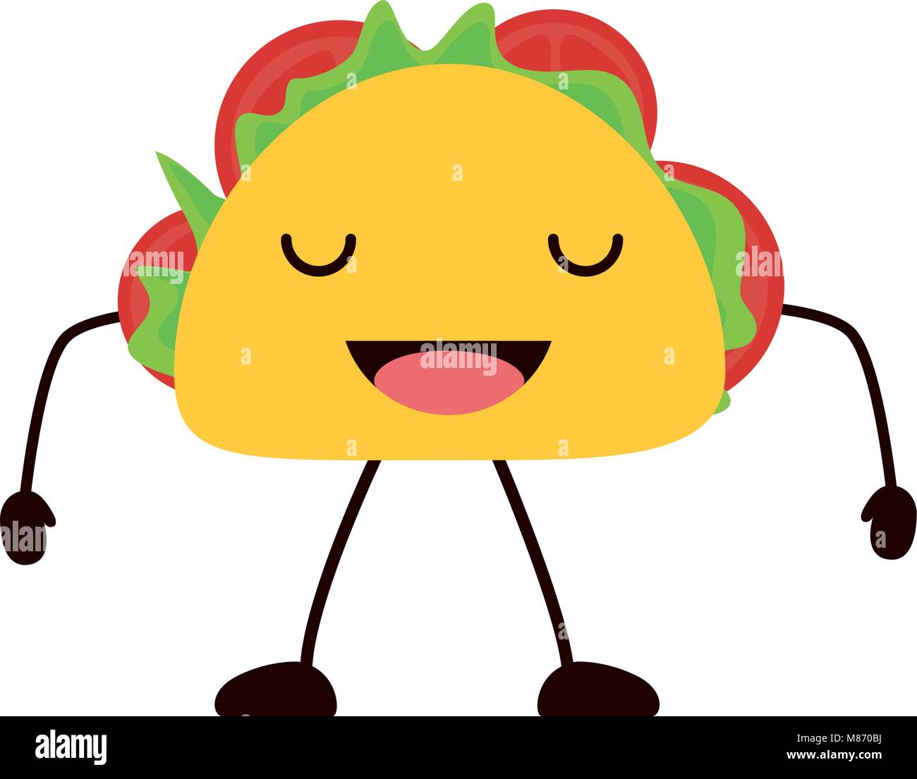 kawaii excited taco icon over white background, colorful design. vector ...