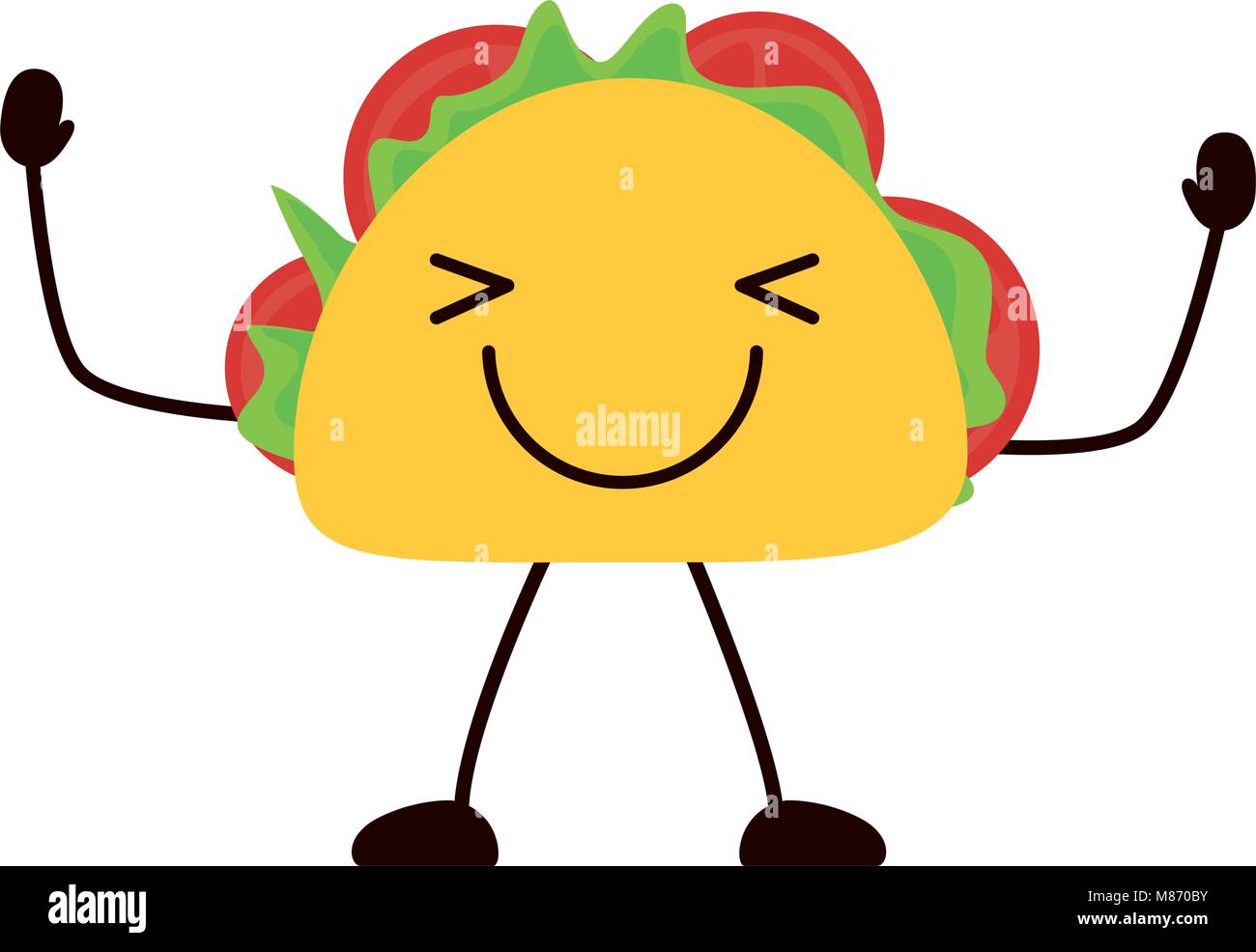 kawaii happy taco icon over white background, colorful design. vector ...