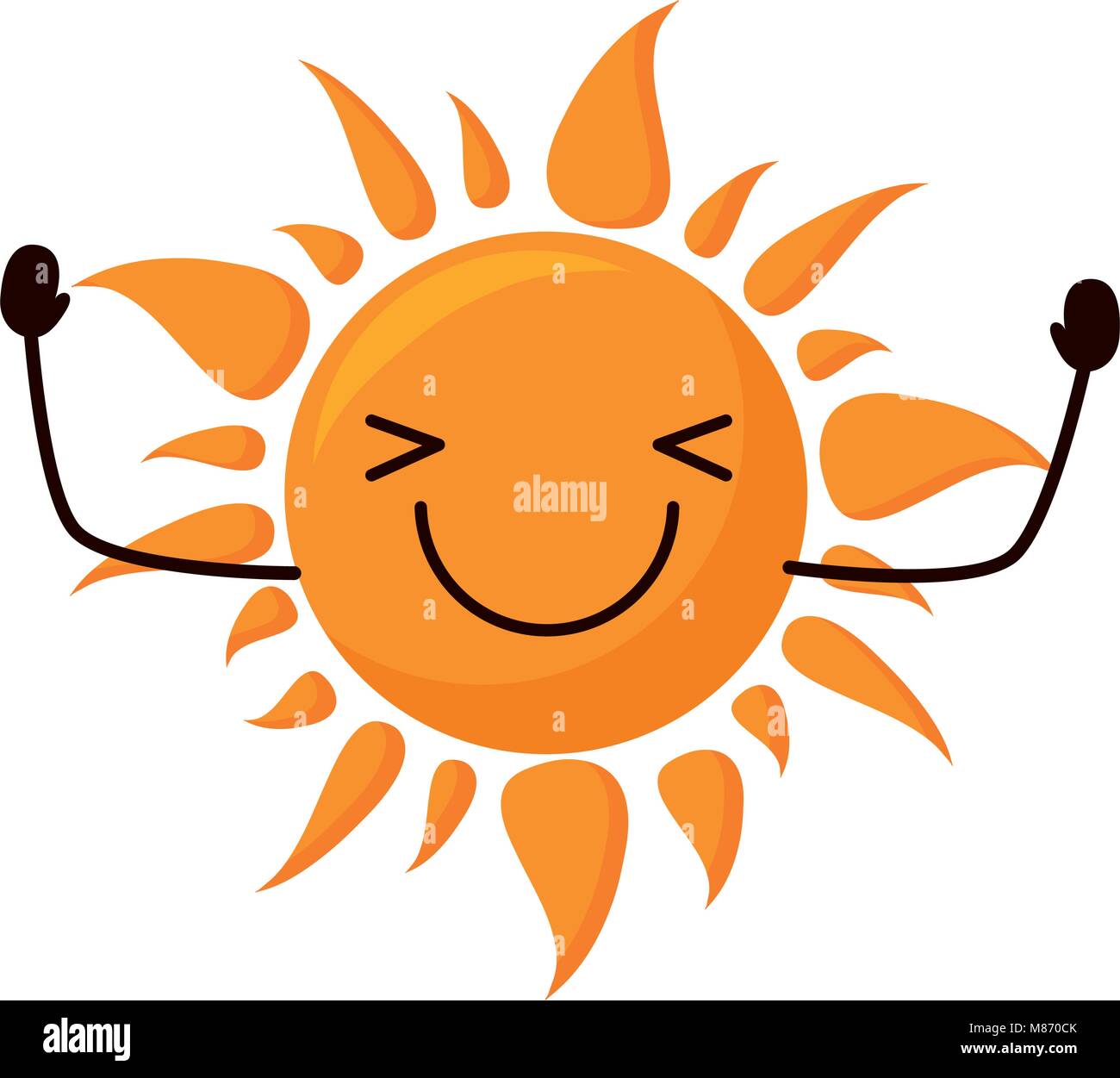 kawaii excited sun icon over white background, colorful design. vector ...