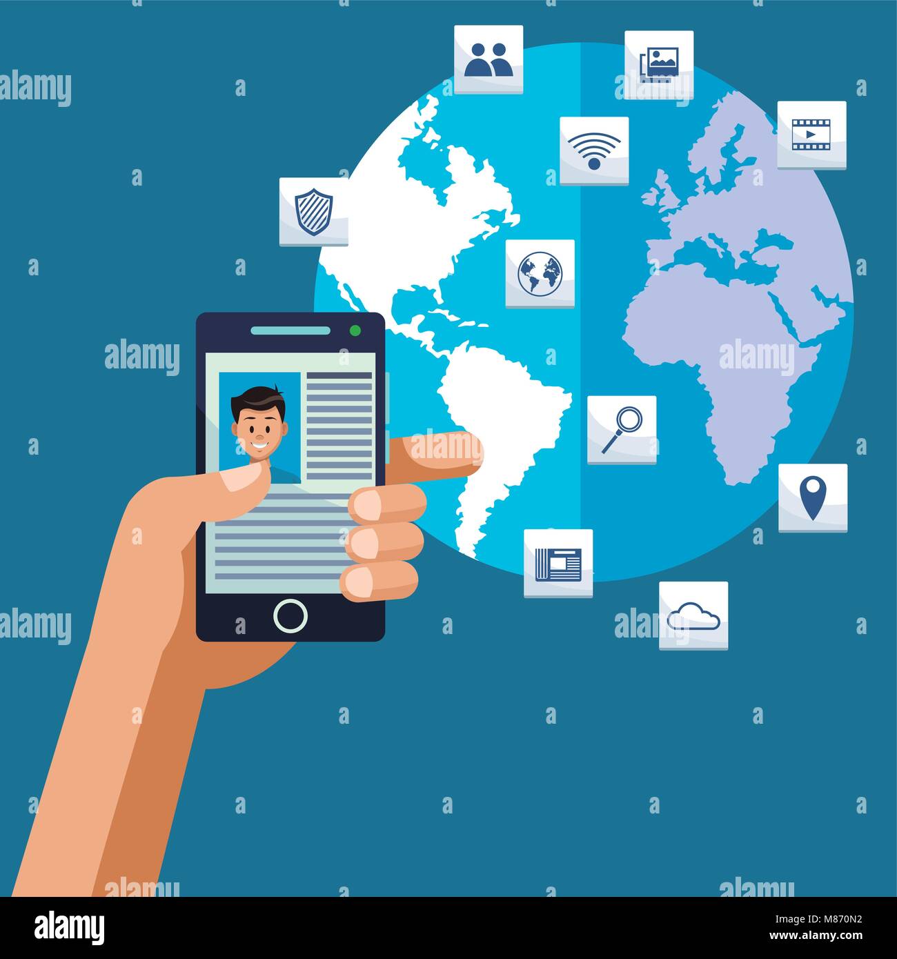 Navigating internet from ssmartphone vector illustration graphic design ...