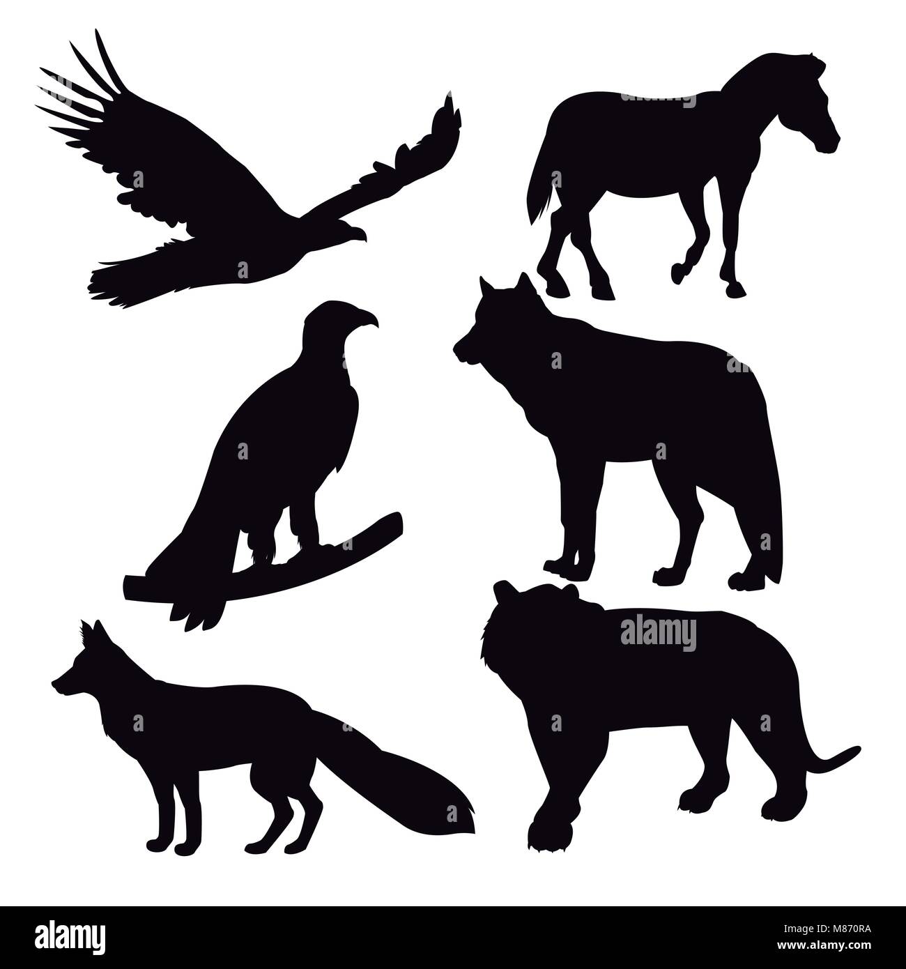 Wild animals on black silhouette vector illustration graphic design ...