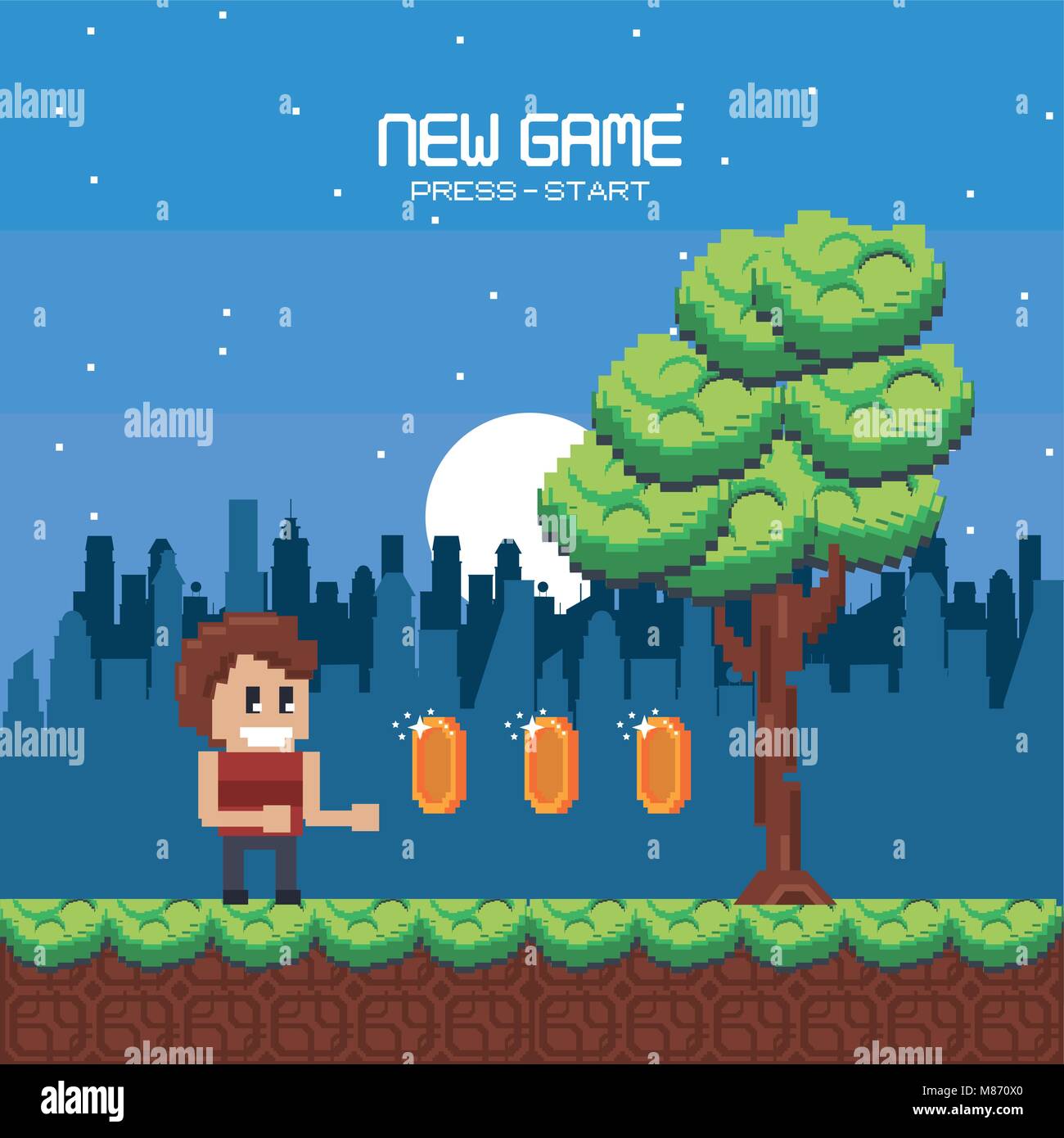 Pixelated urban videogame scenery vector illustration graphic design ...