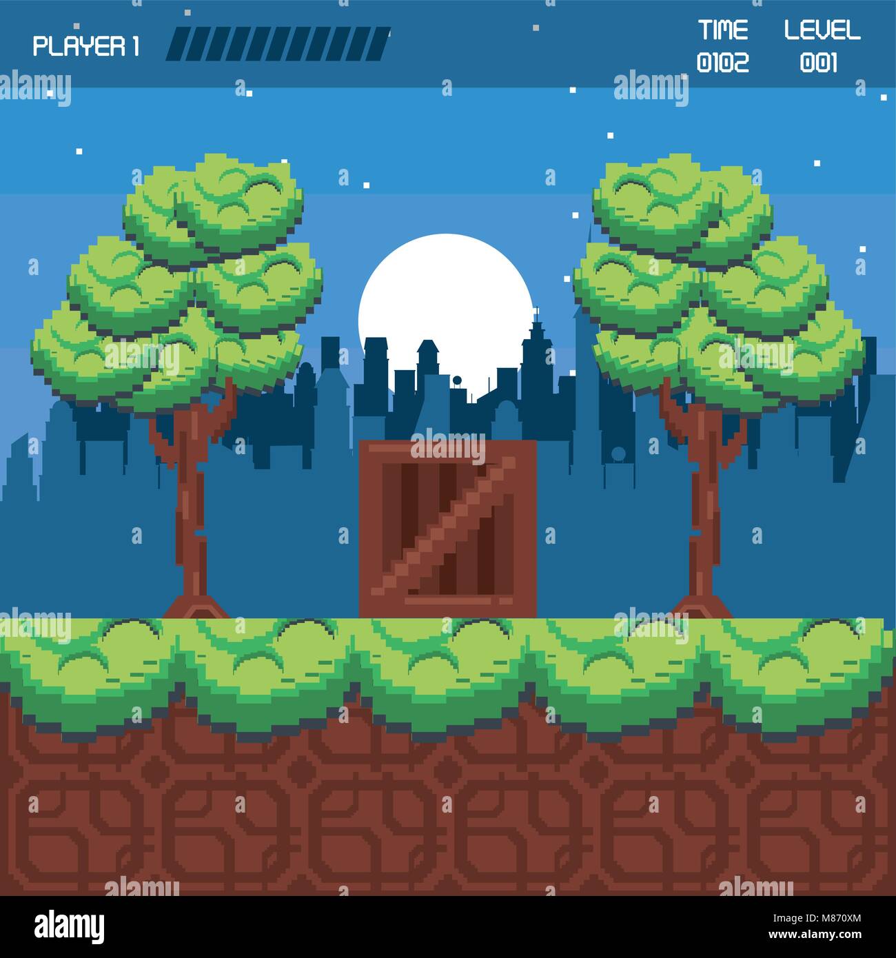 Pixelated urban videogame scenery vector illustration graphic design ...