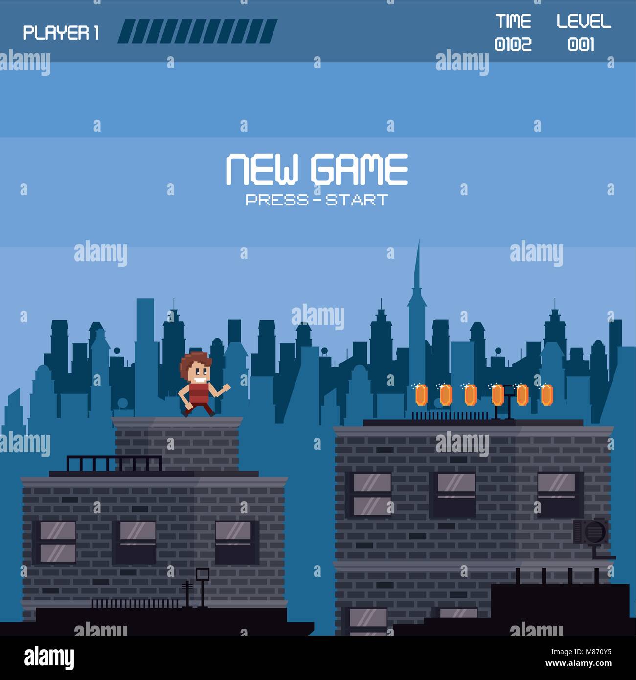 Pixelated urban videogame scenery vector illustration graphic design ...