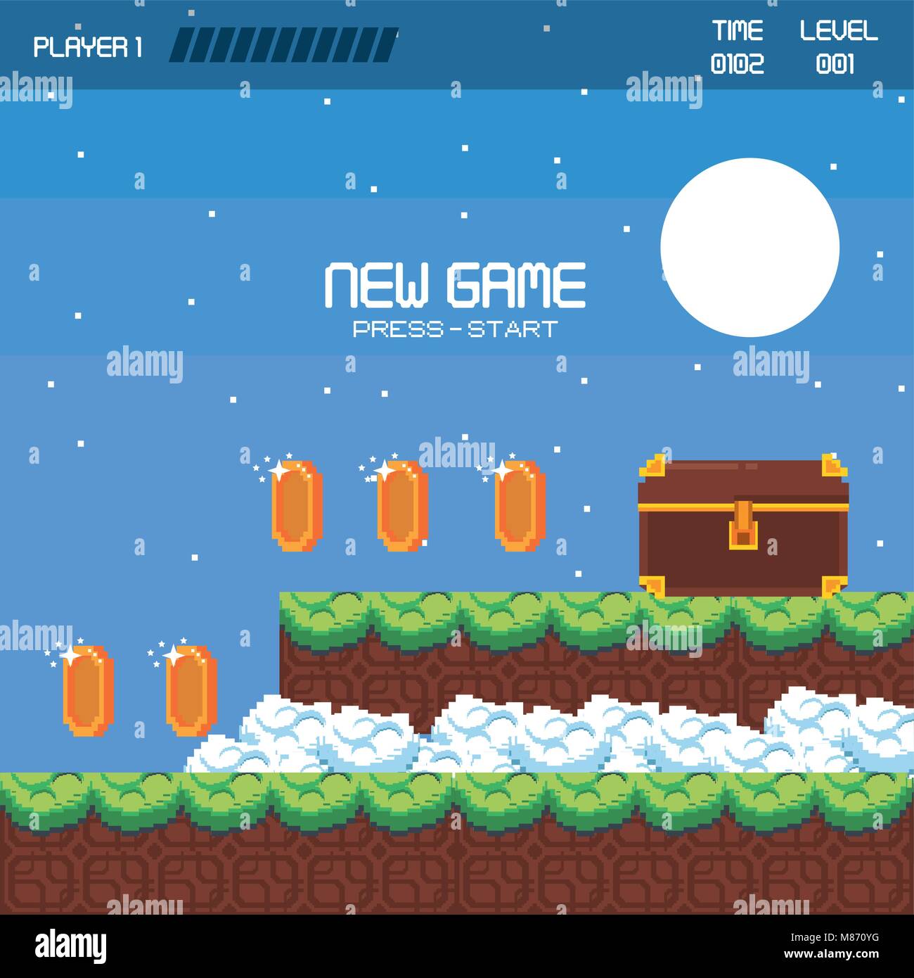 Pixelated landscape videogame scenery vector illustration graphic ...