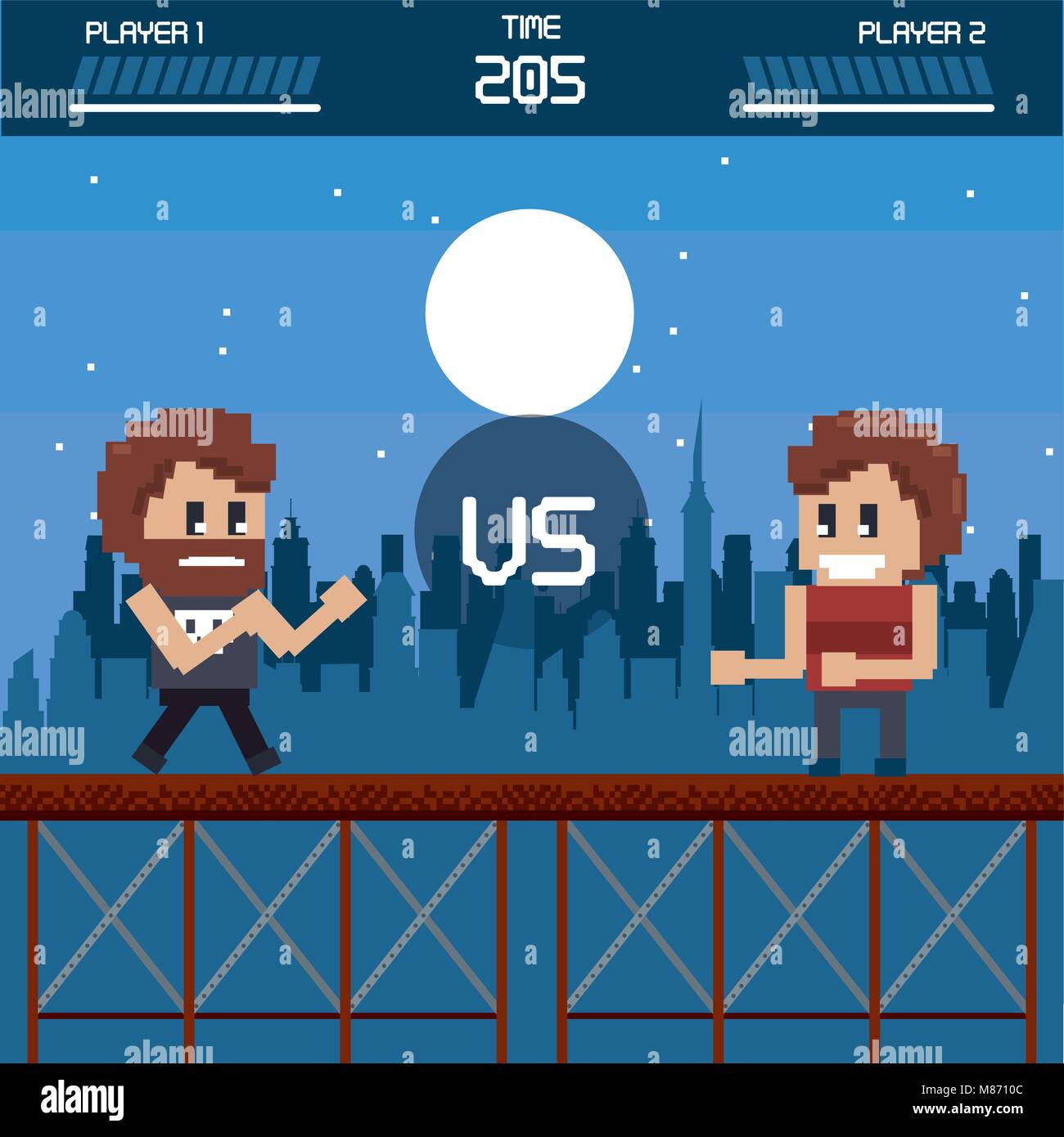 Pixelated urban videogame scenery for fight vector illustration graphic ...