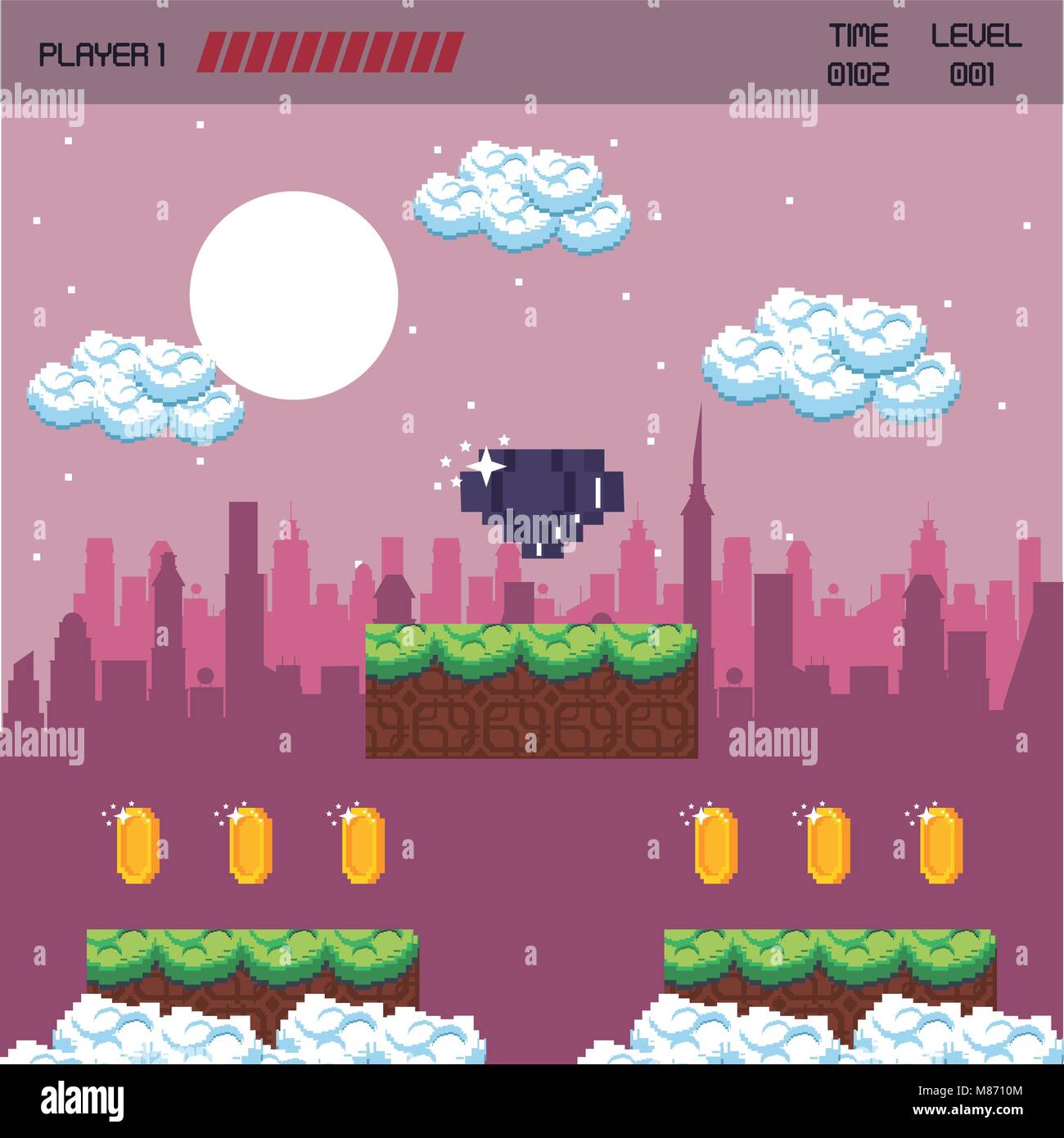 Pixelated urban videogame scenery vector illustration graphic design ...
