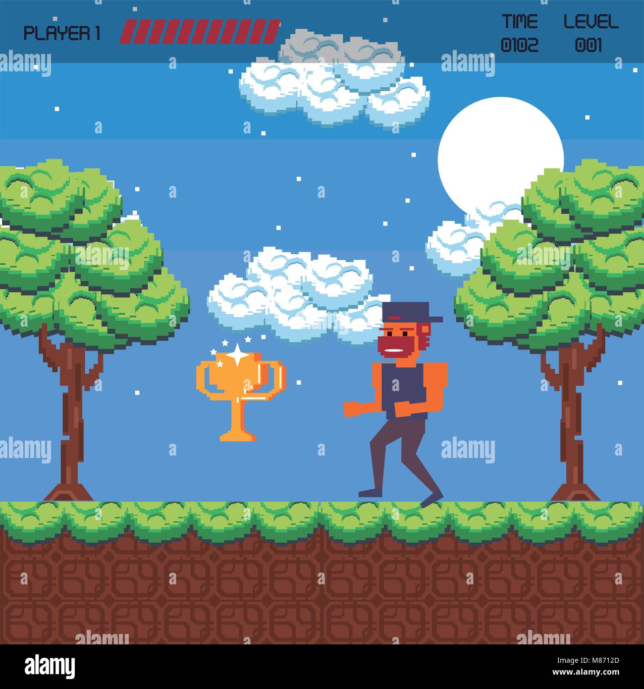 Pixelated videogame scenery vector illustration graphic design Stock ...