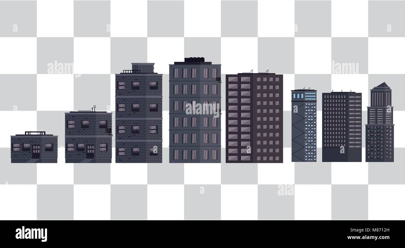 Pixelated buildings isolated vector illustration graphic design Stock ...