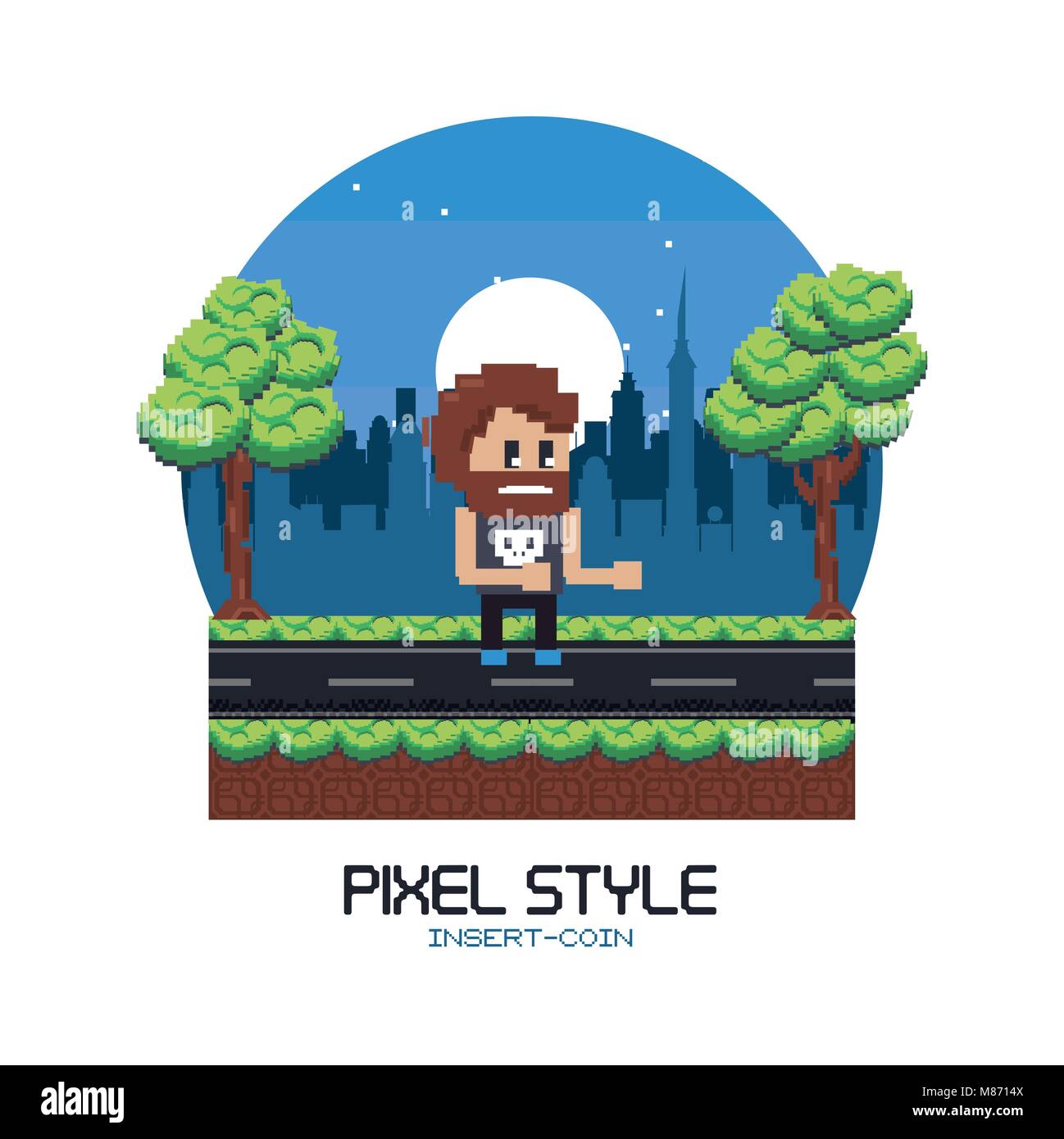 Pixelated urban videogame scenery vector illustration graphic design ...
