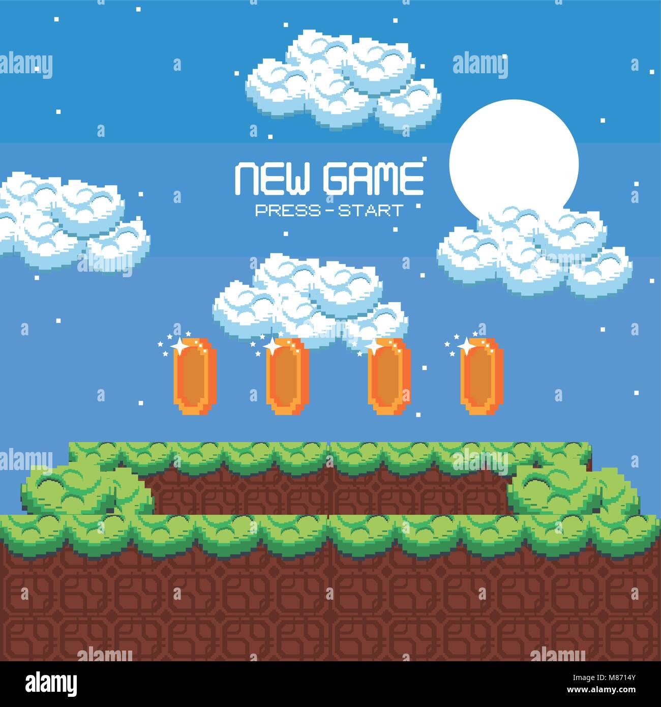 Pixelated videogame scenery vector illustration graphic design Stock ...