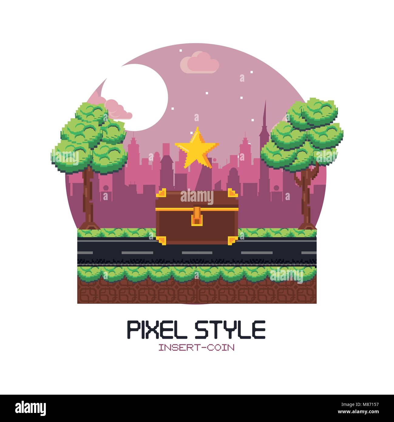 Pixelated videogame scenery vector illustration graphic design Stock ...