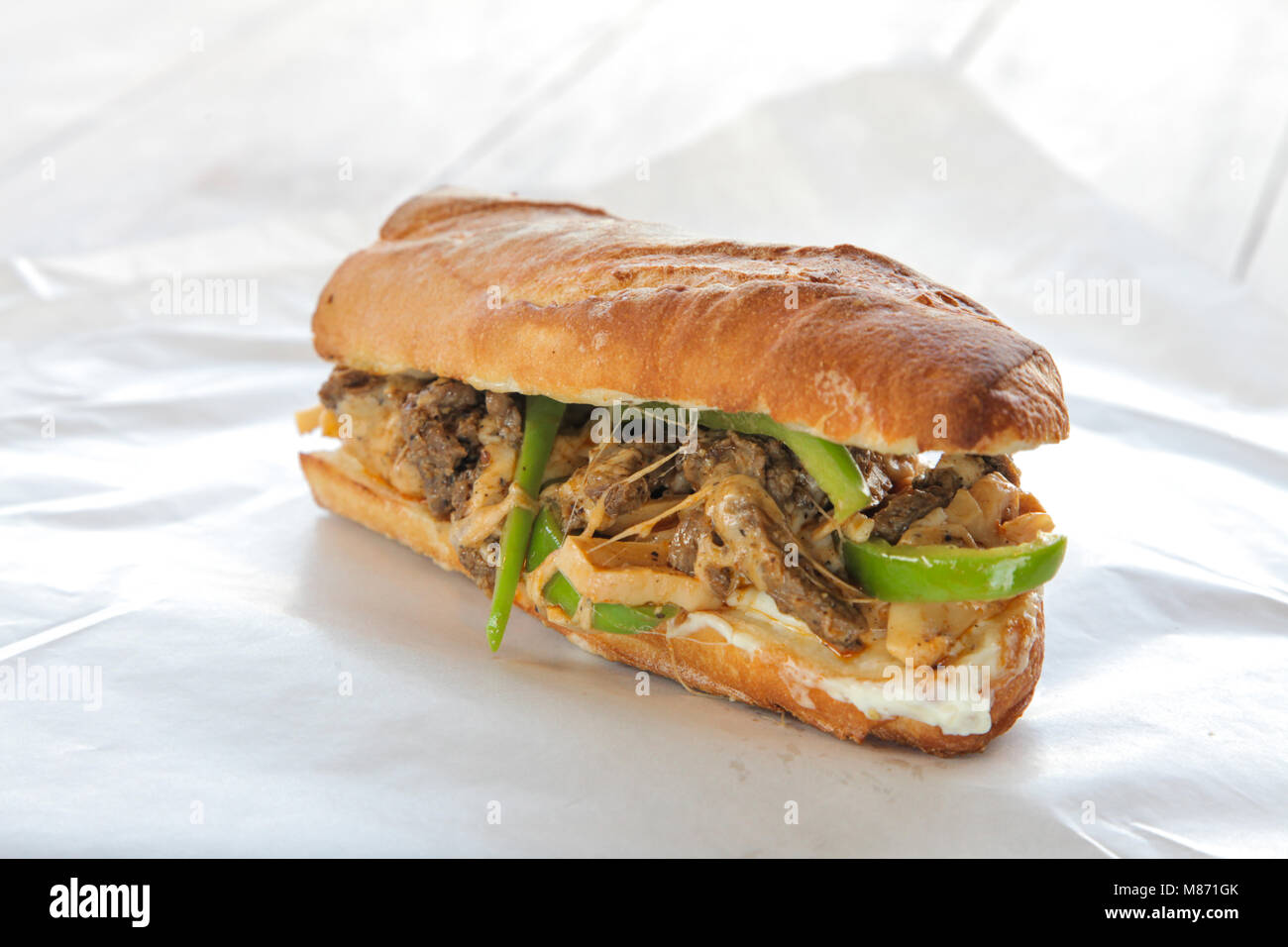 Philly beef steak cheese sandwich Stock Photo - Alamy
