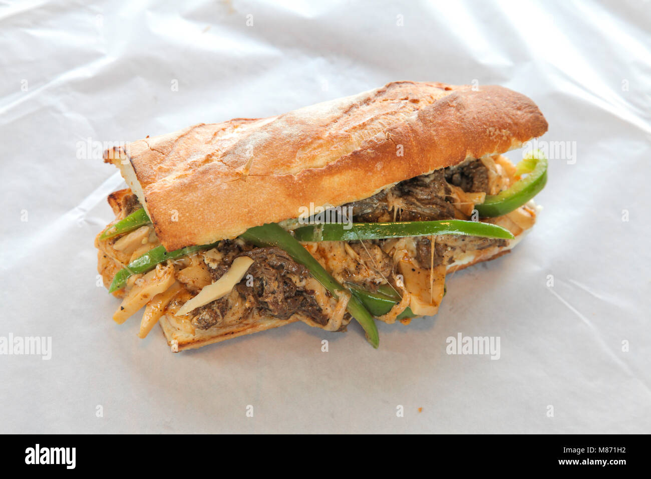 Philly cheese steak sandwich top angle Stock Photo - Alamy